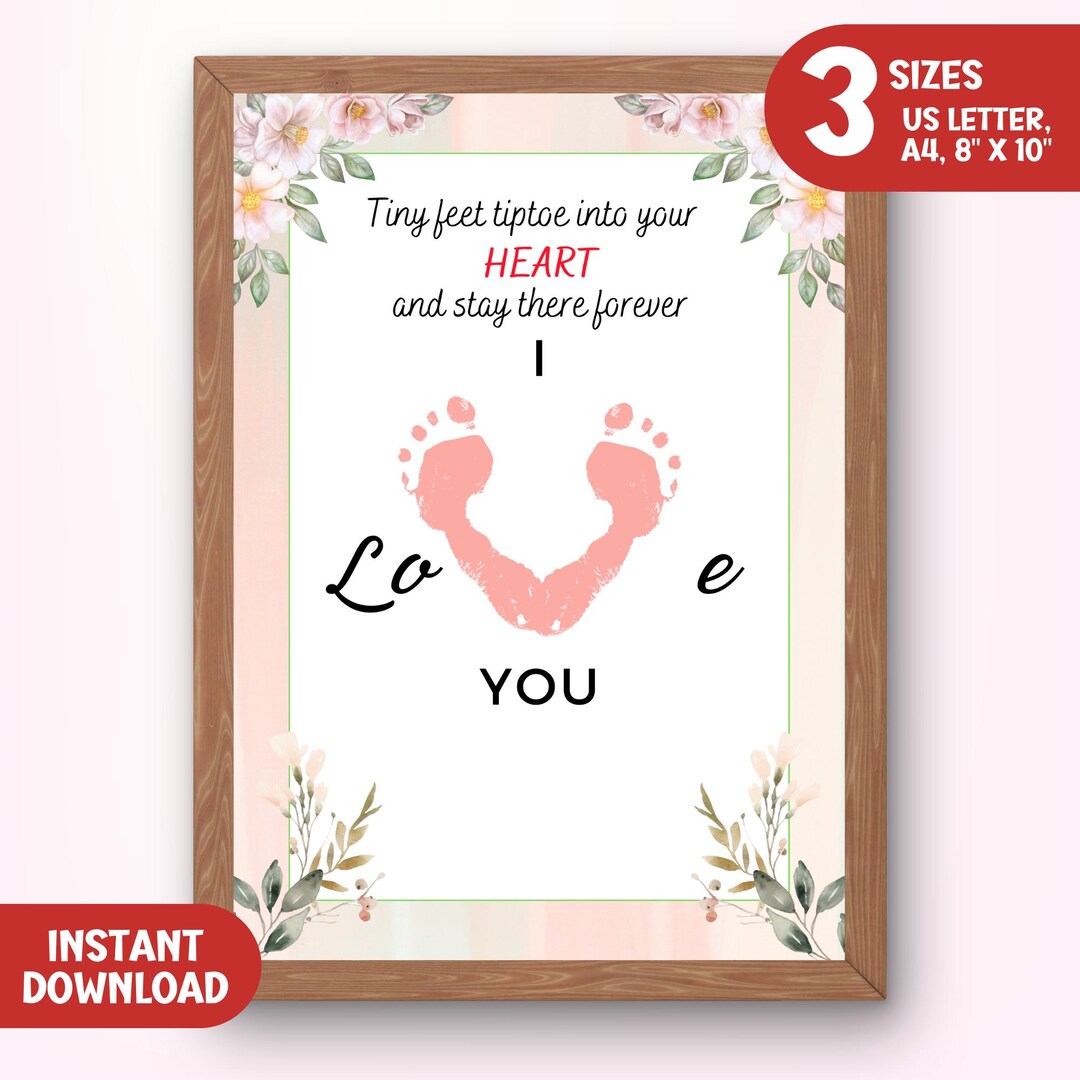 Mother's Day Printable Art, Kids' Footprint Keepsake Gift for Mom ...