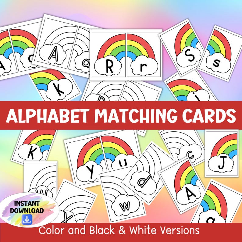 Alphabet Matching Flashcards Activity, Montessori Educational Game, ABC ...