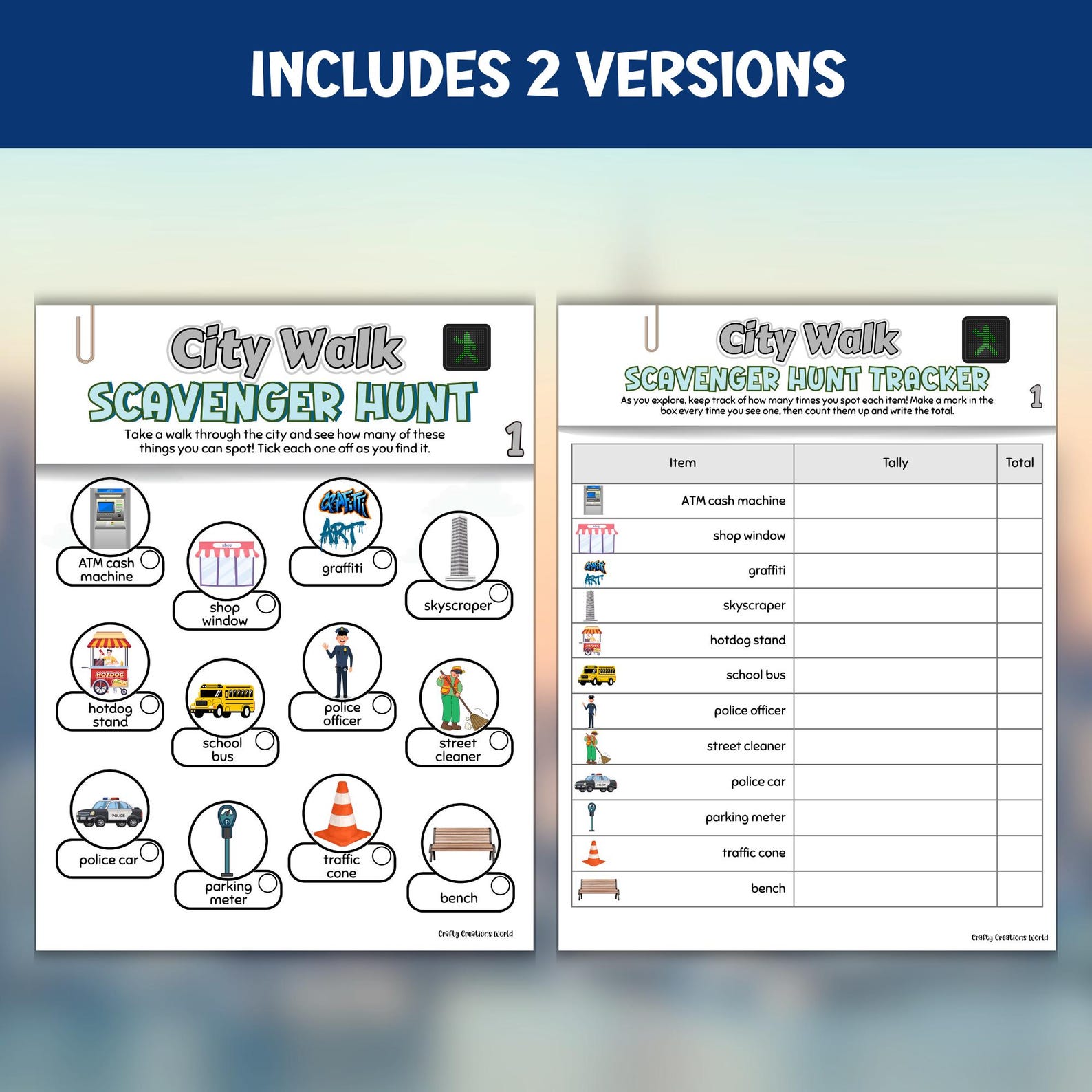 City Walk Scavenger Hunt Printable for Kids, Urban Adventure Game ...