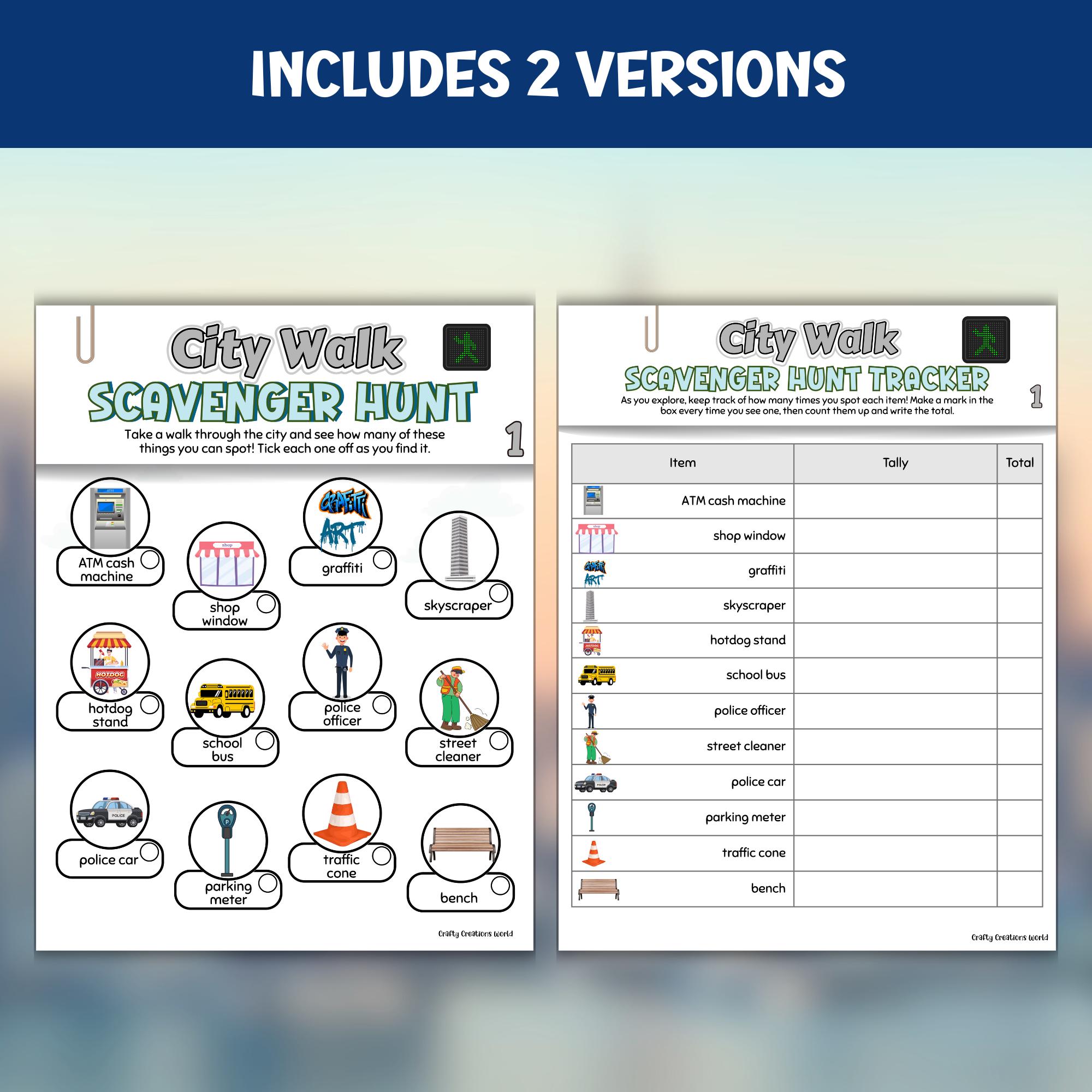 City Walk Scavenger Hunt Printable for Kids, Urban Adventure Game ...