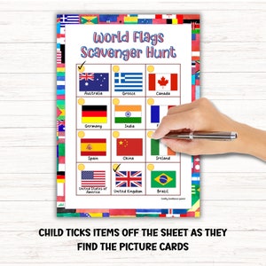 Flags of the World Scavenger Hunt for Kids, Indoor or Outdoor Holiday ...