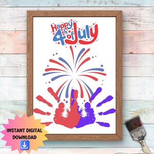 Happy 4th of July Handprint Craft, Easy Printable DIY Art for Toddlers ...