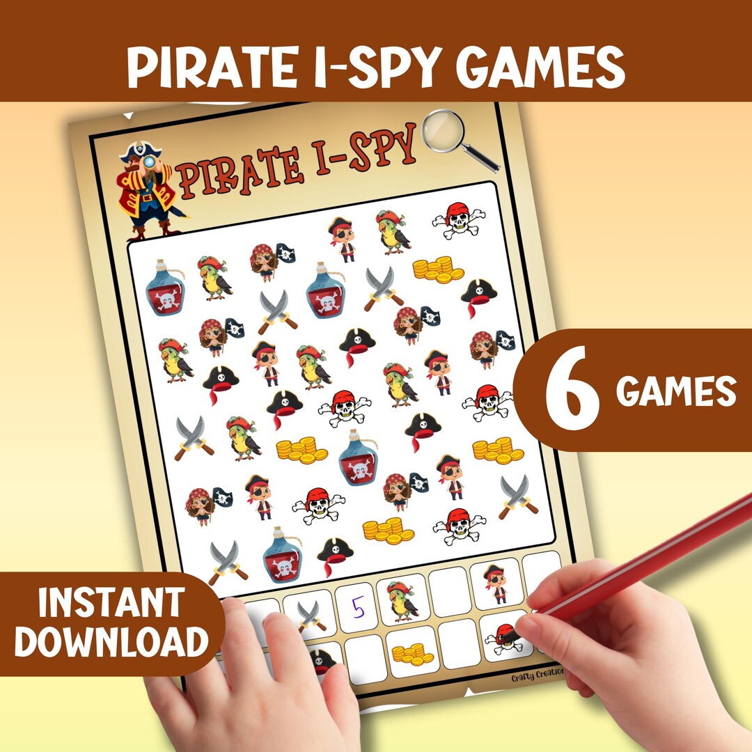 Pirate I Spy Game for Kids, Printable Look and Find Activity, Preschool ...