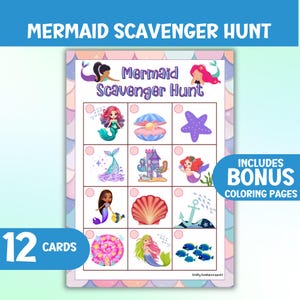 Mermaid Scavenger Hunt for Kids, Indoor or Outdoor Holiday Activity ...