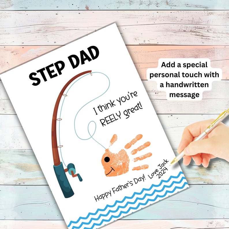 Fathers Day Gift for Step Dad, DIY Fishing Theme Card for Stepdad, Kids ...