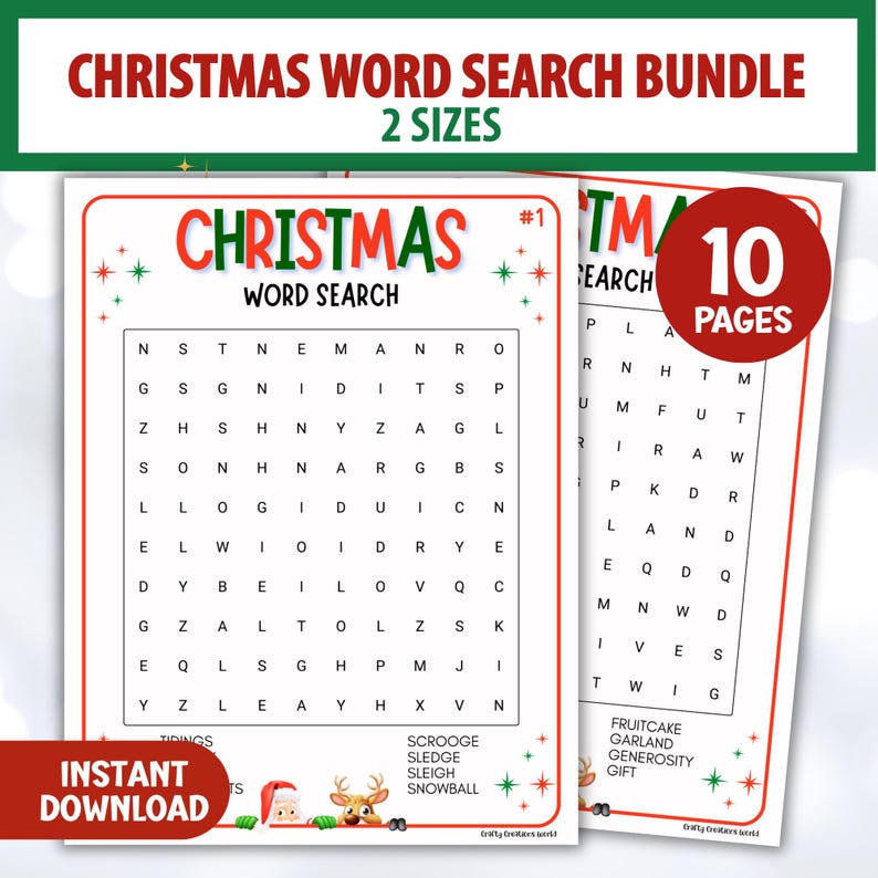Christmas Word Search Bundle for Kids, Reading Challenge, Winter ...