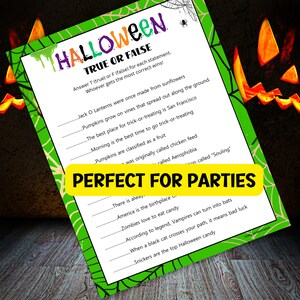 Halloween Game, Fun Family Activity, Social Event, Halloween True or ...
