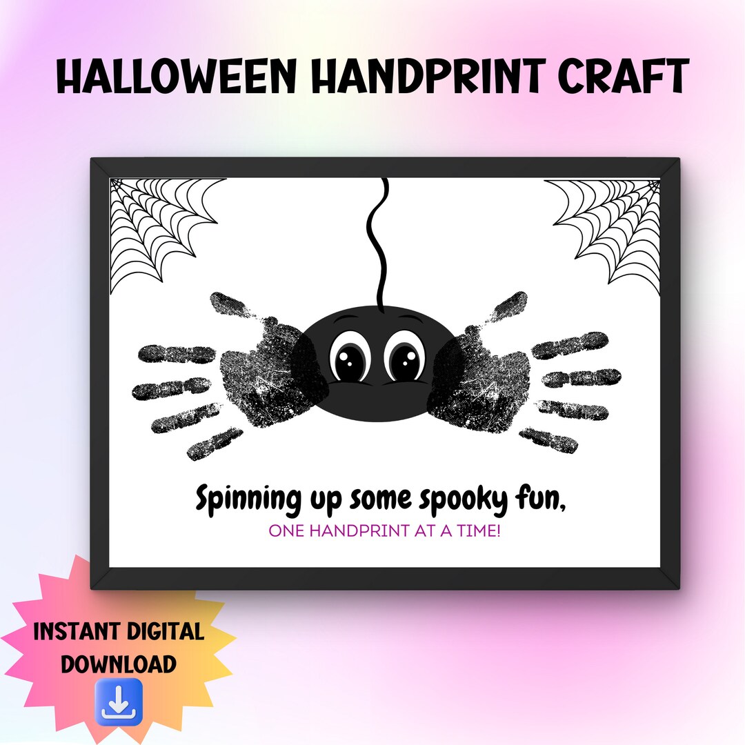 Halloween Handprint Art Activity, Cute Spider DIY Craft, Toddler Kids ...