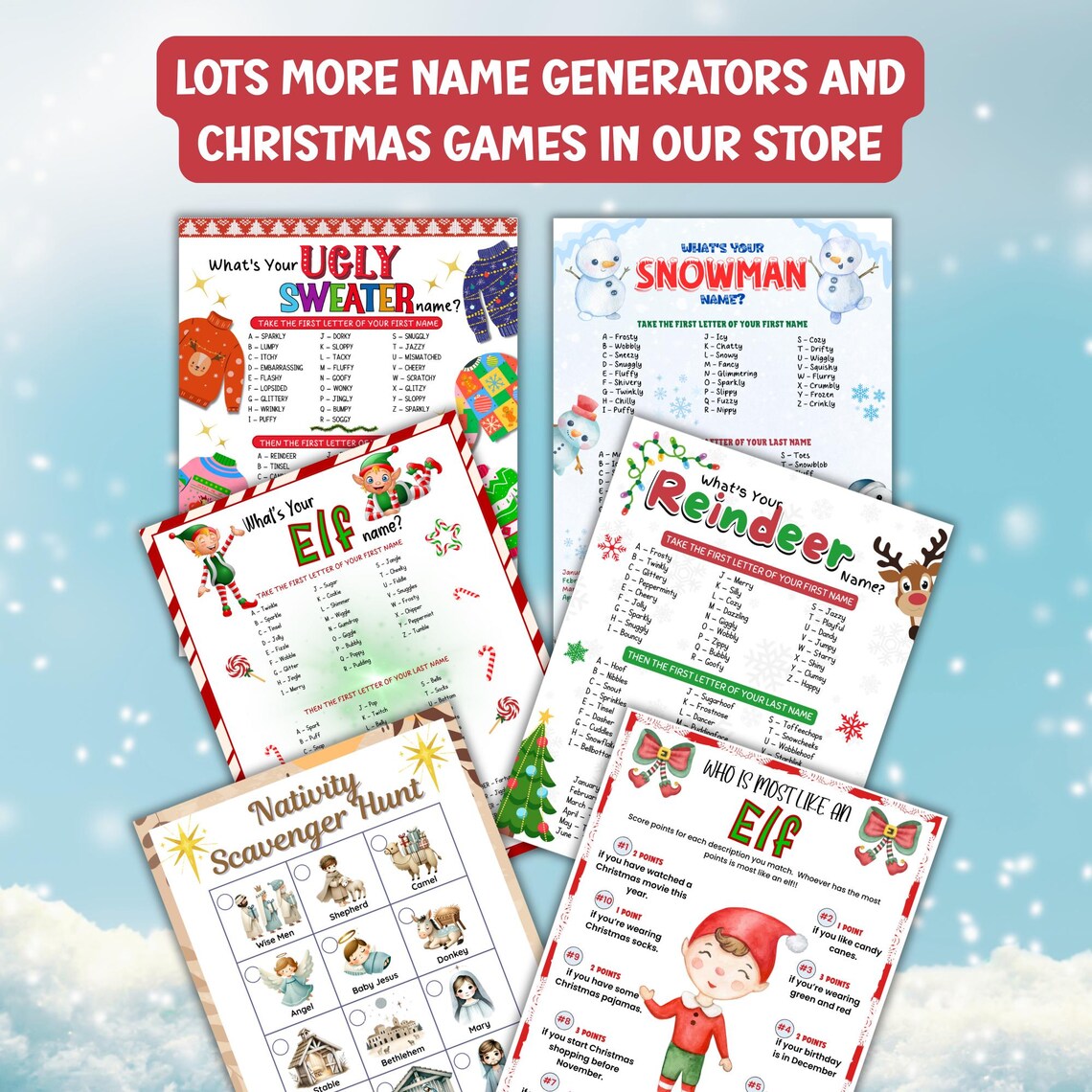 Gingerbread Name Generator, Christmas Printable Game for Kids, What's ...
