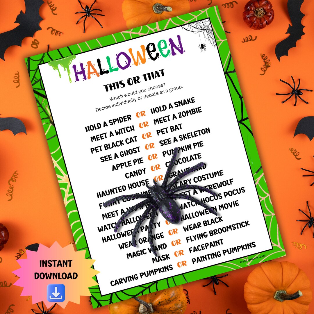 Halloween This or That Game, Fun Family Activity, Social Event Ice ...