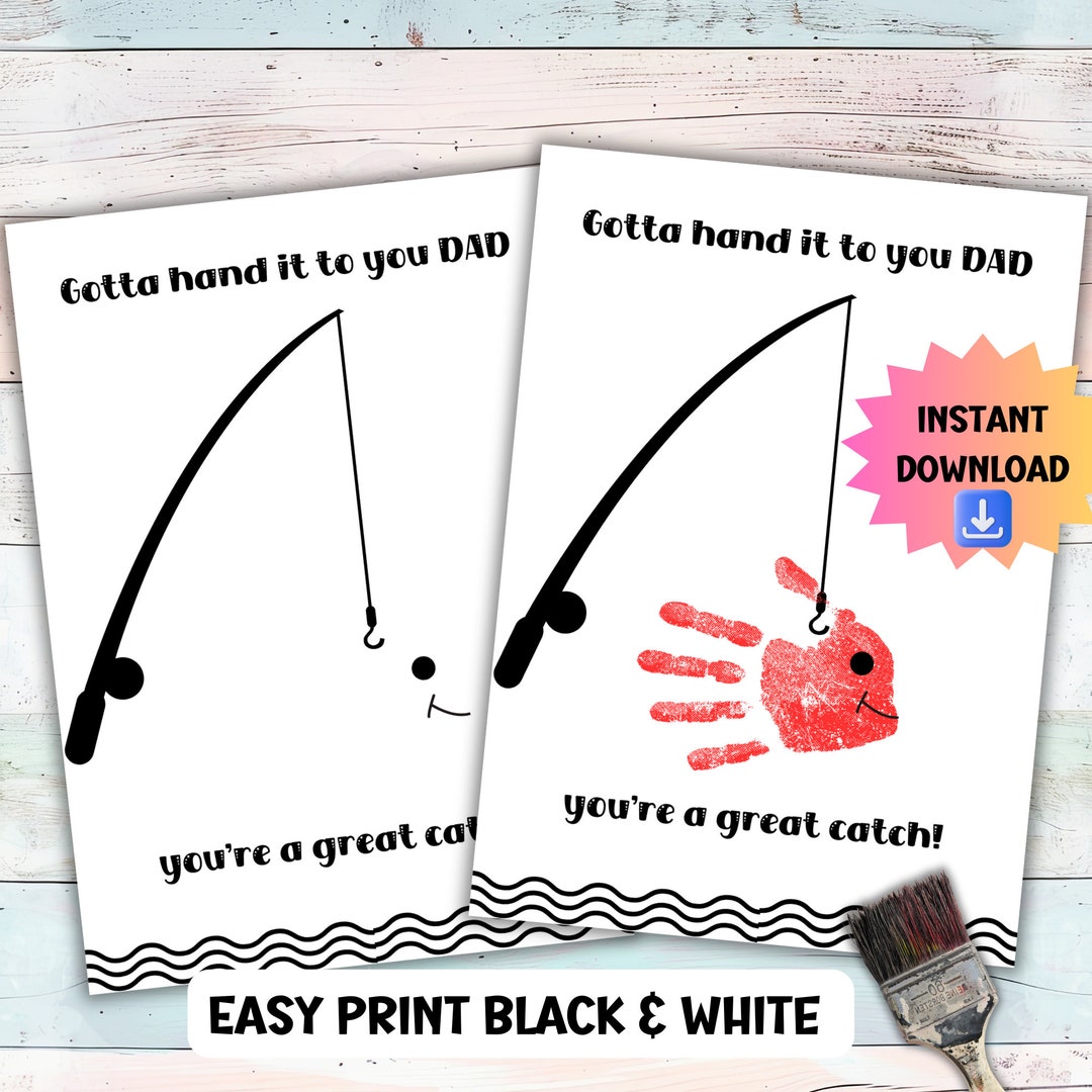 Fathers Day Gift Handprint Footprint Art DIY Printable Card for Dad ...