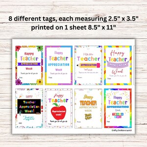 Teacher Appreciation Gift Tags Bundle, Thank You Teacher Gift Labels ...