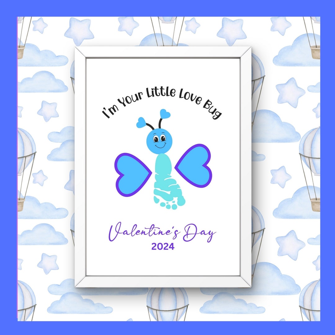 Valentine's Day Love Bug Footprint Art, Baby Keepsake Gift, Printable ...