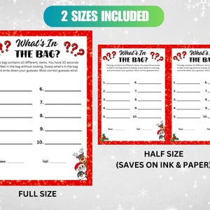 Christmas Party Printable Game, What's in the Bag Fun Family Activity ...