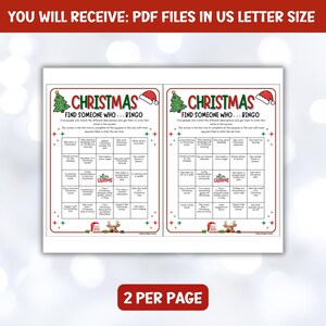 Christmas Party Game, Find Someone Who Bingo, Ice-breaker Activity ...