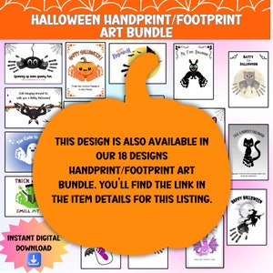 Halloween Handprint Footprint Art, Too Cute to Spook Wall Print, Kids ...
