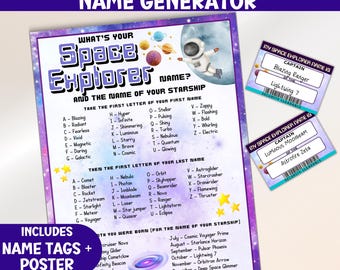 What's Your Space Explorer Name, Outer Space Activity for Kids ...