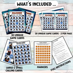 Halloween Black Cat Bingo Game, Lucky Black Cat Fun Activity, Spooky ...
