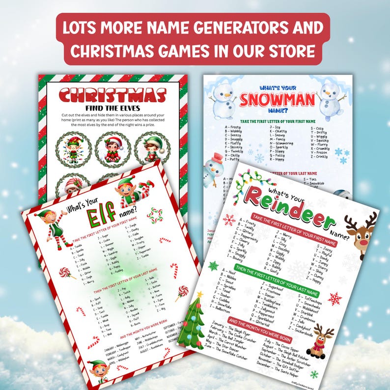 Elf Name Generator, Christmas Printable Game for Kids, What's Your Elf ...