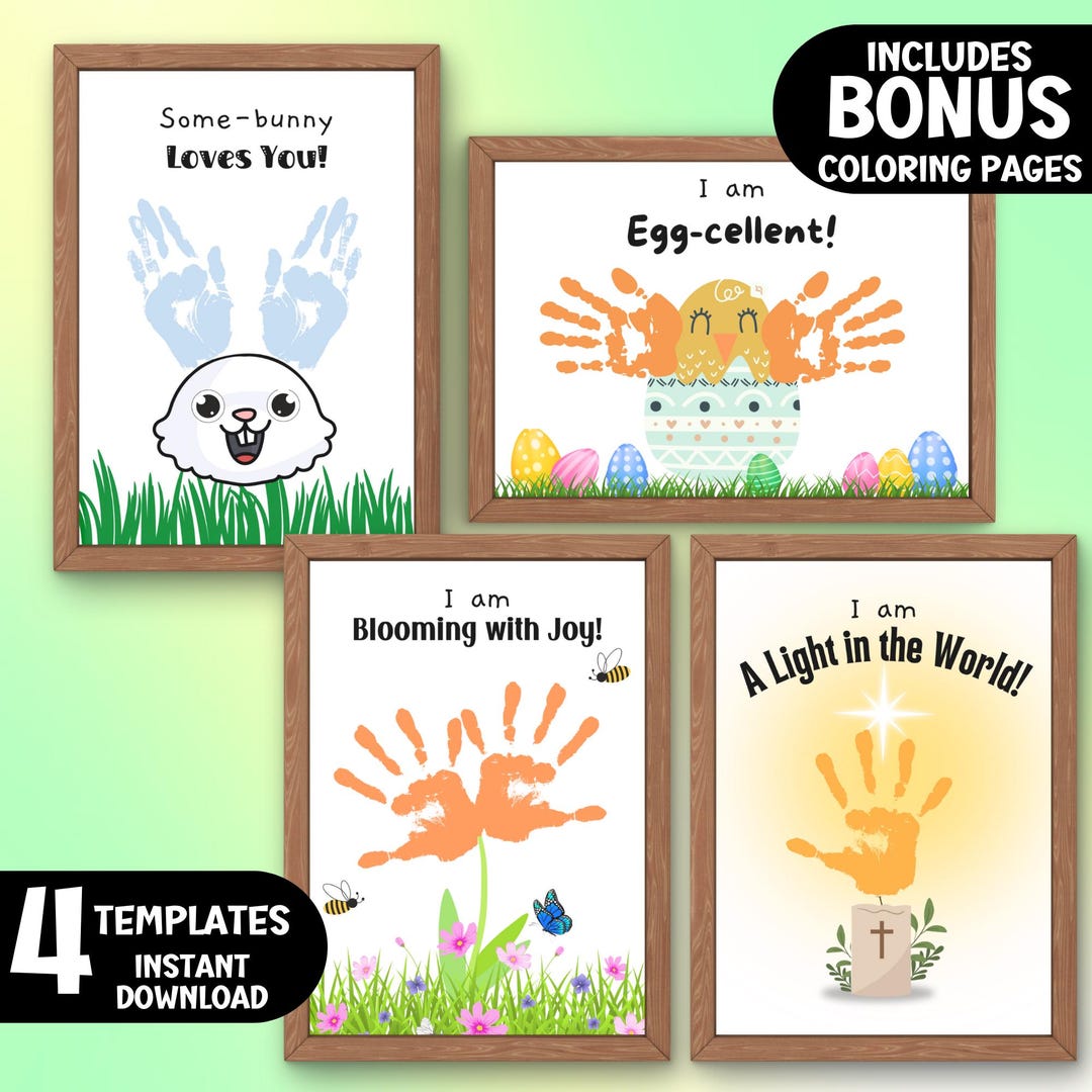 Easter Handprint Art Bundle, Easter Printables for Kids, Positive ...