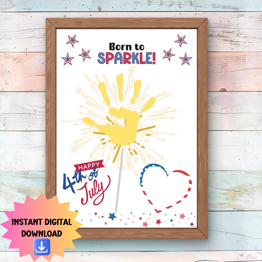 Happy 4th of July Handprint Craft, Easy Printable DIY Art for Toddlers ...