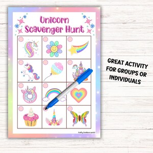 Unicorn Scavenger Hunt for Kids, Indoor or Outdoor Holiday Activity ...