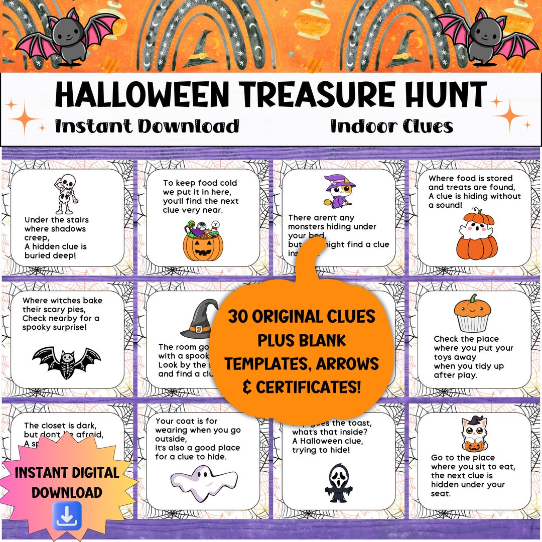 Halloween Treasure Hunt for Kids Printable Party Game, Indoor Childrens ...