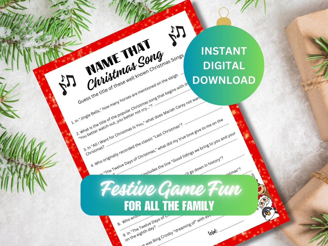Name That Christmas Song Printable Party Game, Fun Family Activity ...