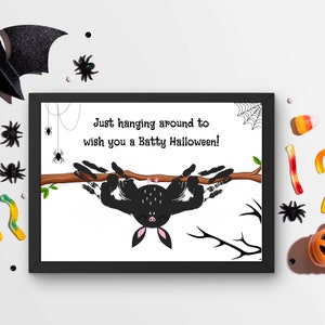 Halloween Handprint Art Activity, Cute Bat DIY Craft, Toddler Kids ...
