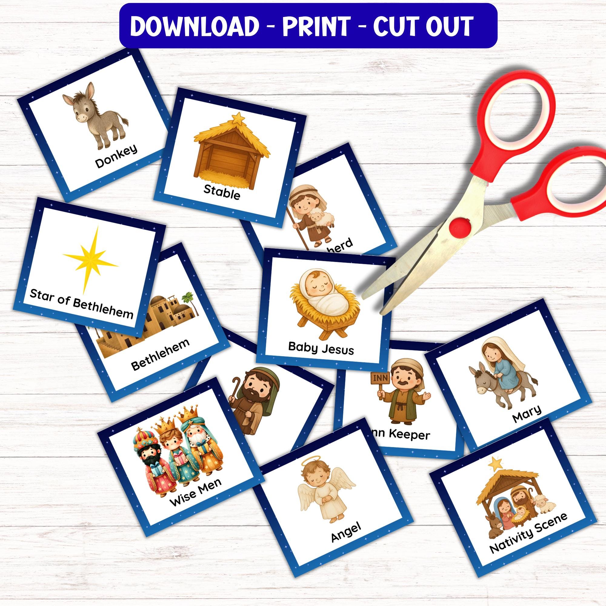 Nativity Scavenger Hunt Game, Christmas Story Activity, Printable Bible ...