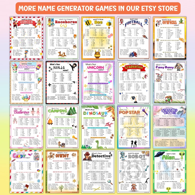 Kids Amusement Park Name Generator, Fun Printable Carnival Party Game ...