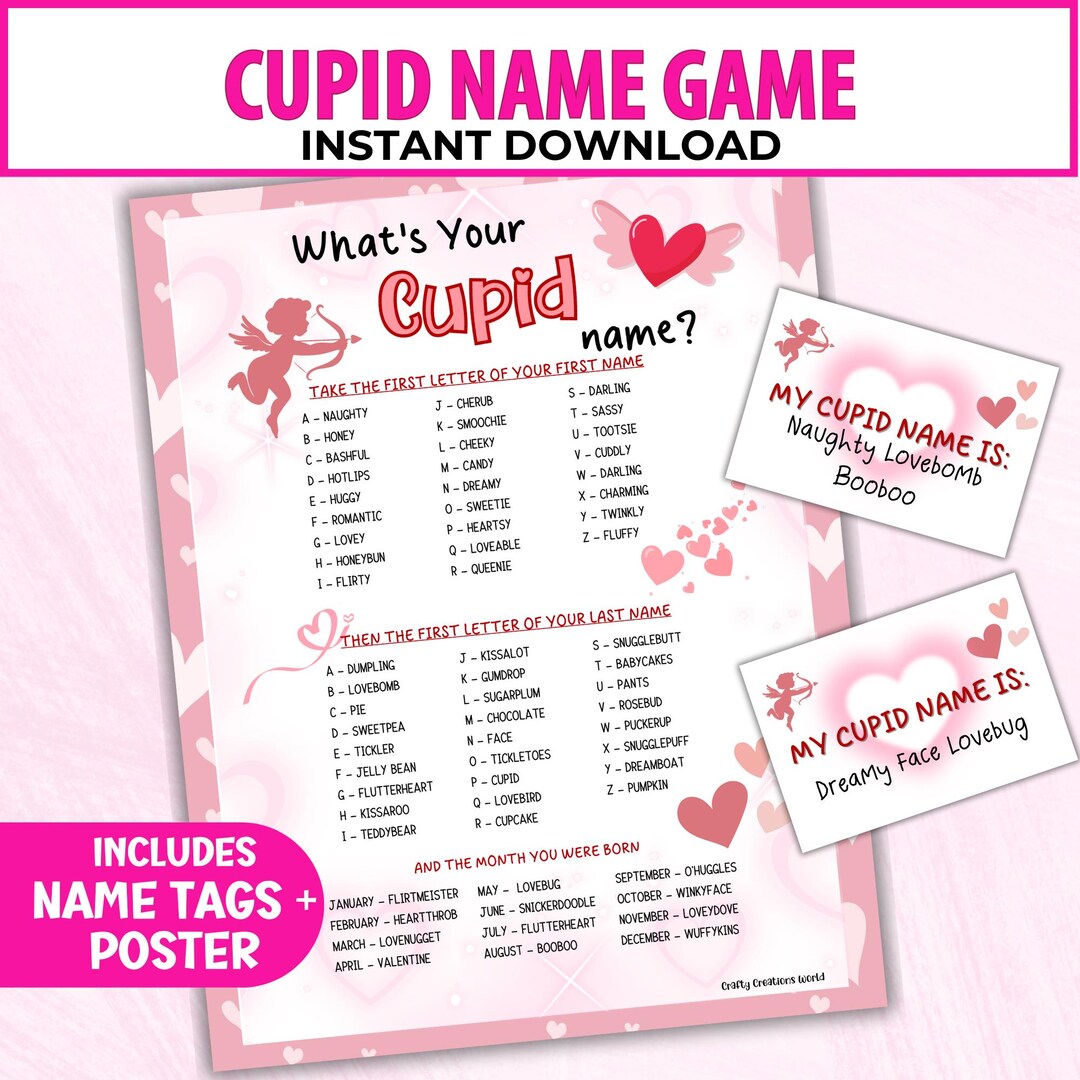 Cupid Name Generator, Printable Party Name Game,bridal Shower Instant ...