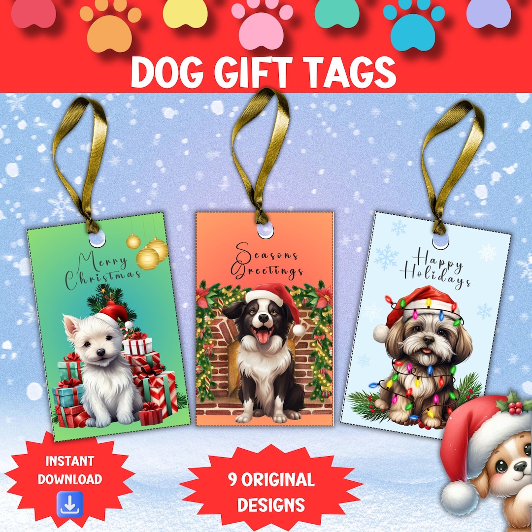 Christmas Dog Gift Tags, Printable Christmas Gift Tags, Animal Lover ...