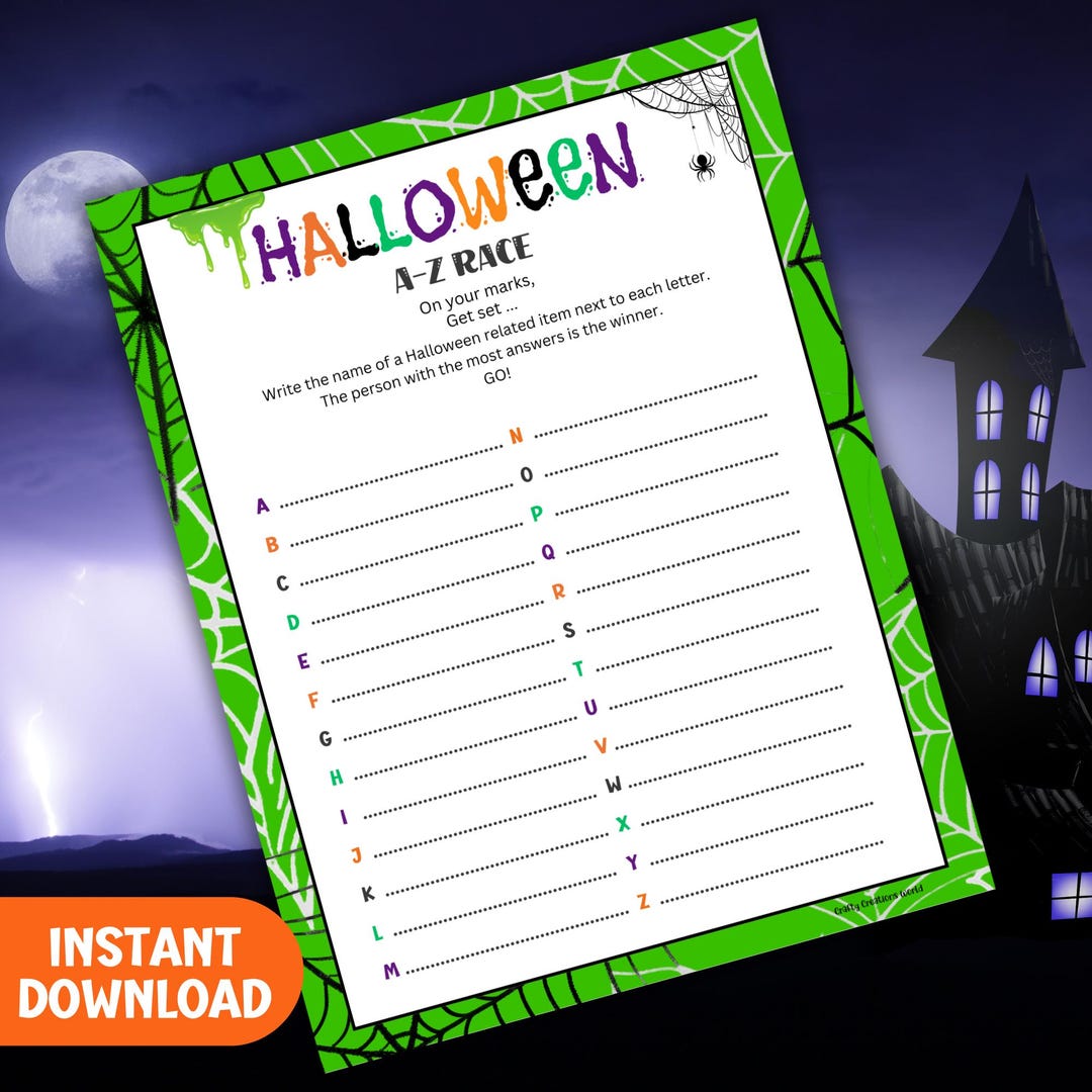 Halloween A-Z Race Party Game, Fun Spooky Family Activity, Classroom or ...