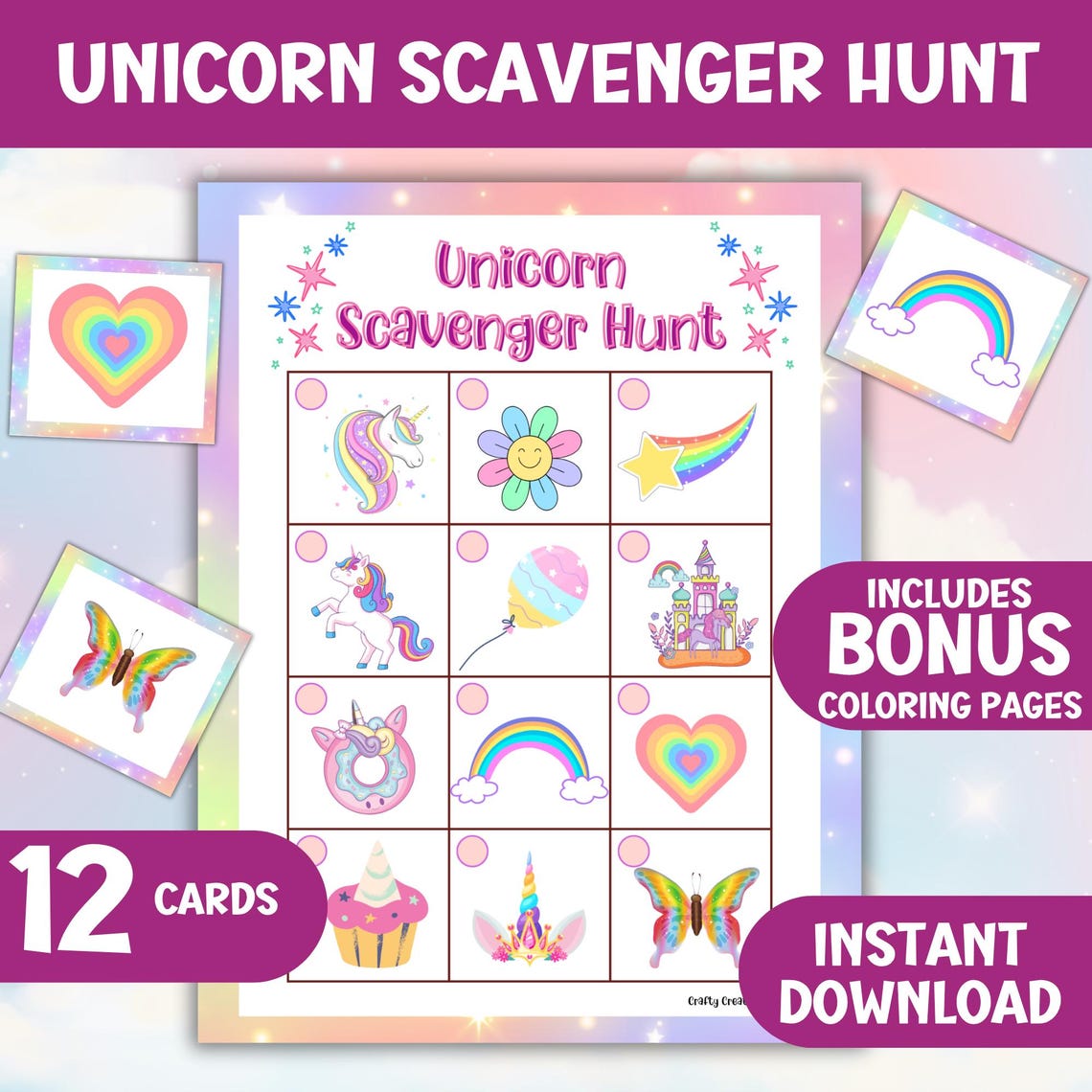 Unicorn Scavenger Hunt for Kids, Indoor or Outdoor Holiday Activity ...