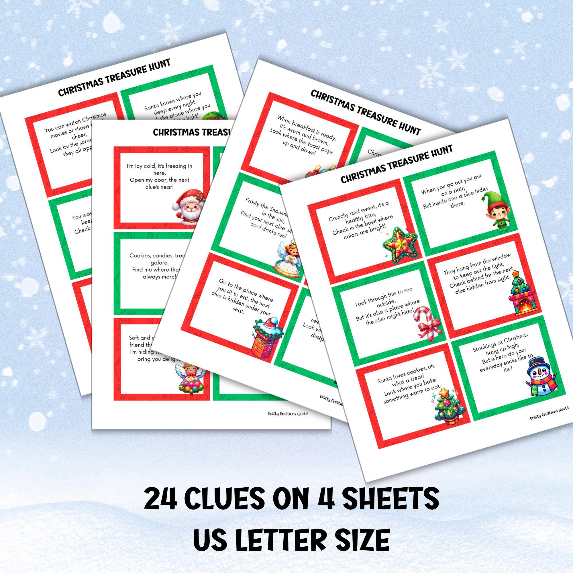 Christmas Treasure Hunt Printable Party Game for Kids Indoor Childrens ...