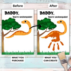 Fathers Day Gift, Dinosaur Handprint Art Kit, DIY Printable for Kids ...