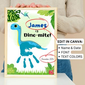 Editable Dinosaur Handprint Art Bundle, Personalized Printable for Kids ...