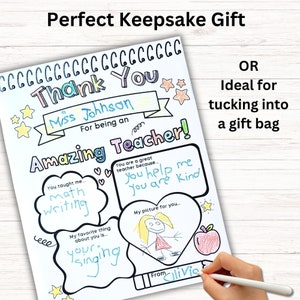 Teacher Appreciation Printable, Thank You Teacher Gift, Kids Education ...