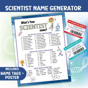 Whats Your Scientist Name Party Game for Kids, Science Name Generator ...