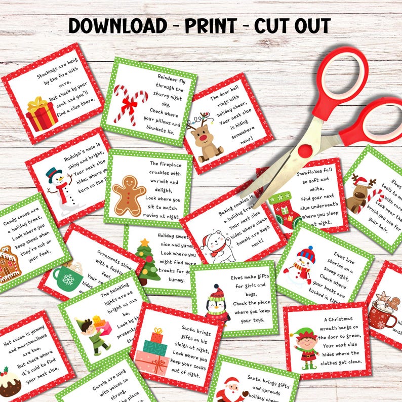 Christmas Treasure Hunt, Printable Party Game for Kid, Indoor Children ...