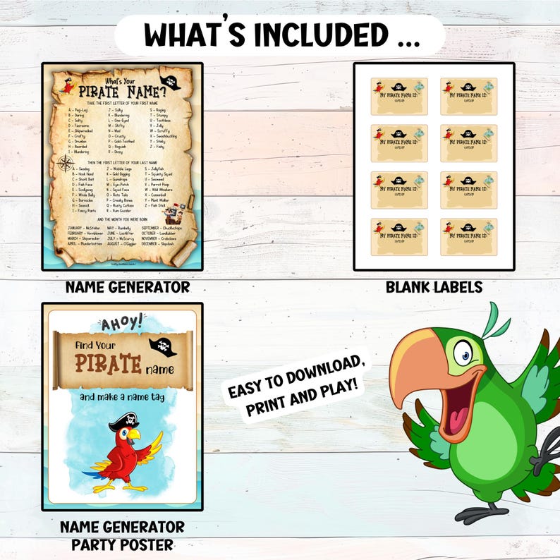 Whats Your Pirate Name Party Game for Kids, Fun Name Generator Activity ...