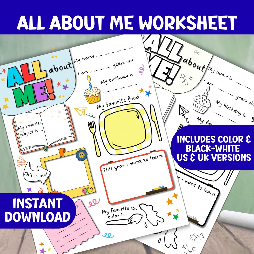 All About Me Worksheet, Back to School Classroom Activity, First Week ...