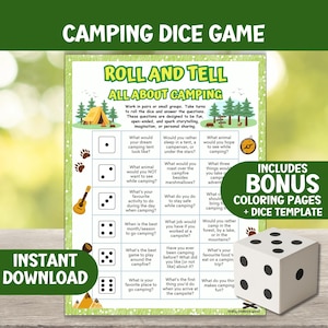 Camping Dice Game for Kids, Conversation Starter Activity, Summer Camp ...