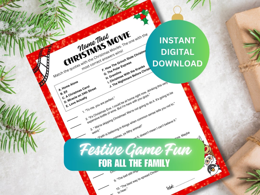 Name That Christmas Movie Party Printable Game, Fun Family Activity ...