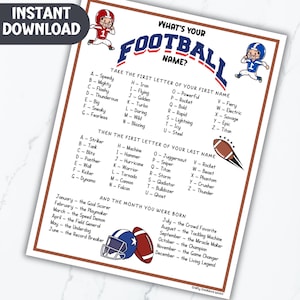 What's Your Football Name Game for Kids, Football Title Generator ...