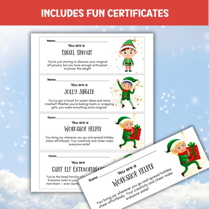 Christmas Elf Printable, Kids Elf Party Game, School Quiz Activity ...