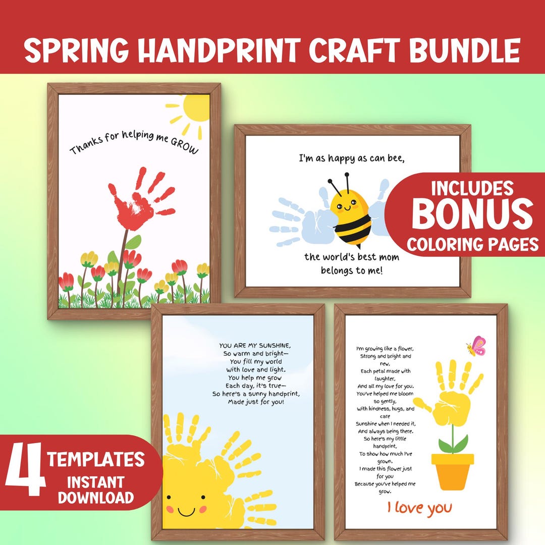 Spring Handprint Crafts, Sentimental Kids Keepsake Printable, Mother's ...