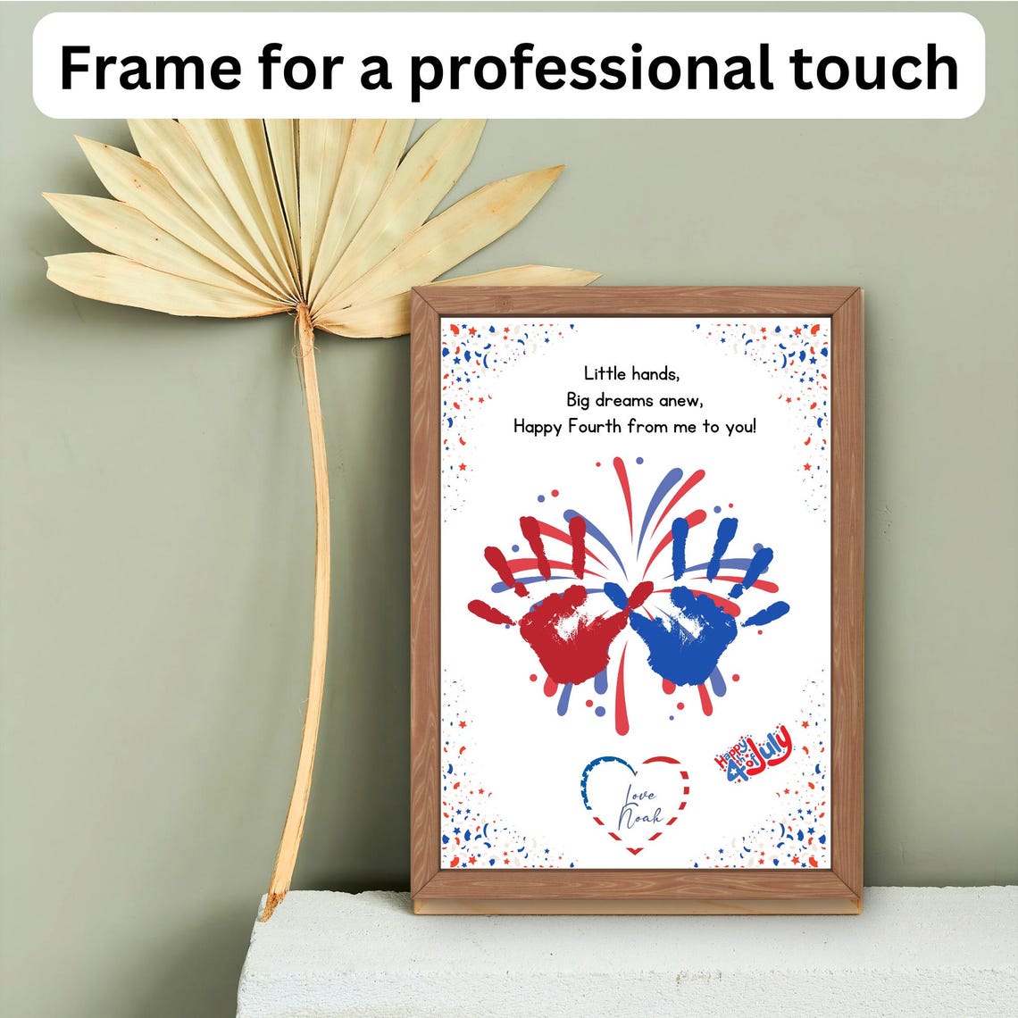 Happy 4th July Handprint Craft, Printable Art for Toddlers Preschoolers ...