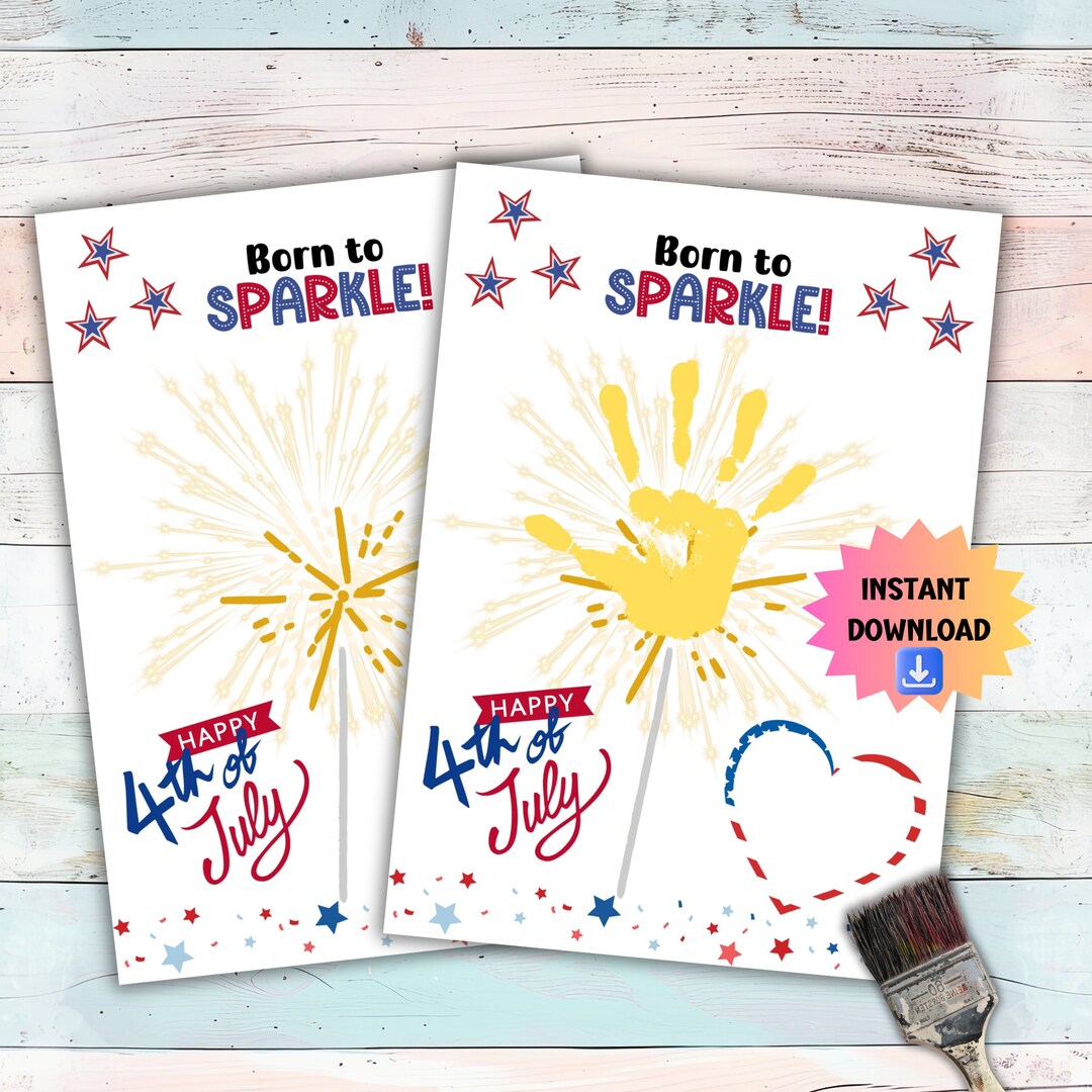 Happy 4th of July Handprint Craft, Easy Printable DIY Art for Toddlers ...